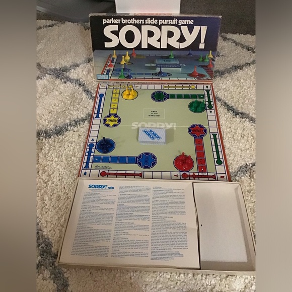 Parker Brothers | Games | Vintage Sorry Board Game By Parker Bros 972 ...